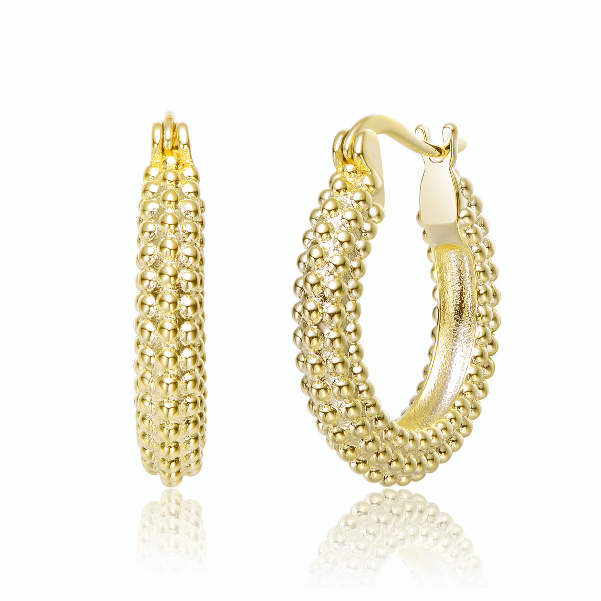 RG 14k Gold Plated Ribbed Hoop Earrings – Rachel Glauber
